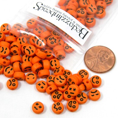 100 Pumpkin Orange Happy, Scary, Sad, Mad etc Face Expression Plastic ...