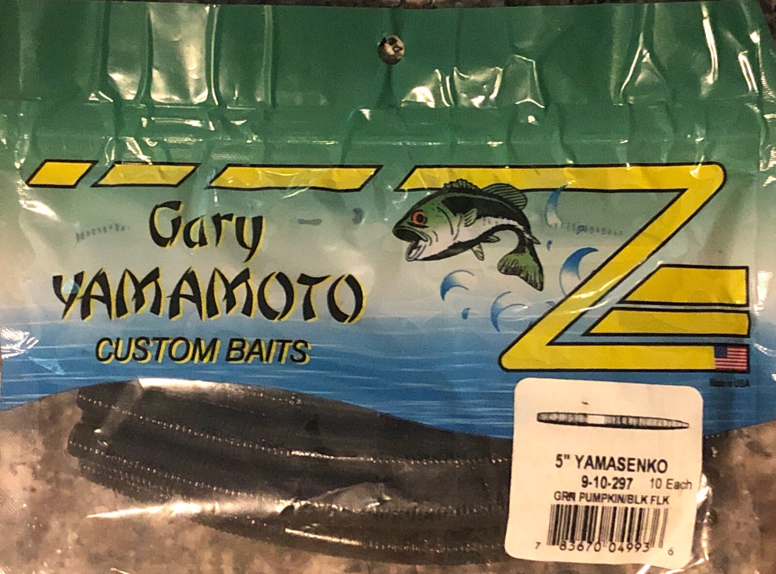 Gary Yamamoto 5” Yamasenko Green Pumpkin Black Flake 10-Pack Custom ...