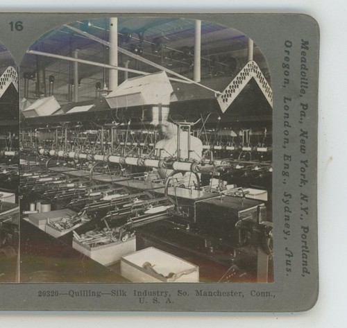 Quilling Silk Industry Manchester Connecticut CT Keystone Stereoview | eBay