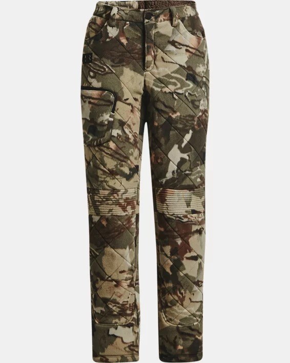 UNDER ARMOUR WINDPROOF FLEECE CAMOUFLAGE FOREST HUNTING PANTS 1365595 ...