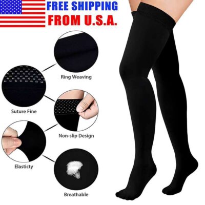 Anti Embolism Compression Stockings, Unisex Thigh High Ted Hose Socks ...