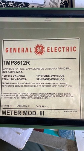 NEW GE MODULAR METER STACK TMP8512R, RING TYPE, 800A, 3PH-4W, 120/240 V ...