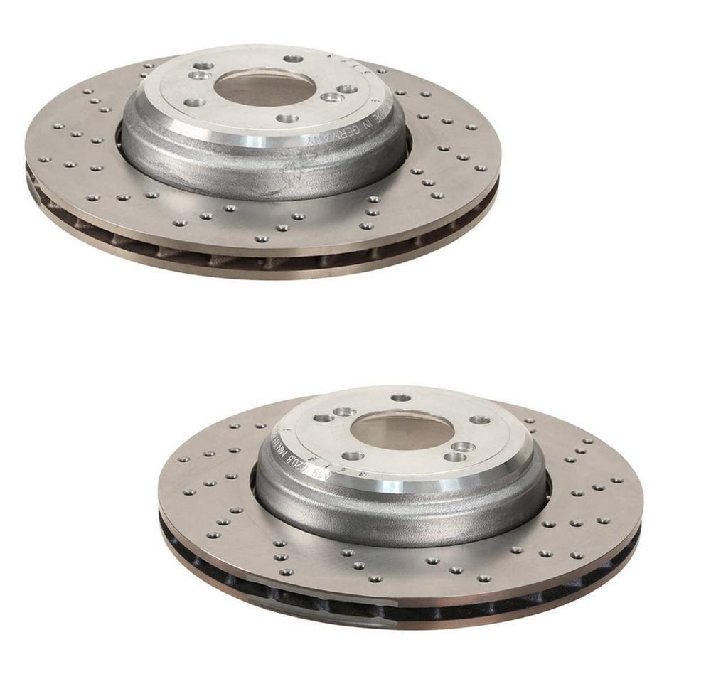 SHW Performance Pair Set of 2 Rear Drill 350mm Brake Disc Rotors for ...
