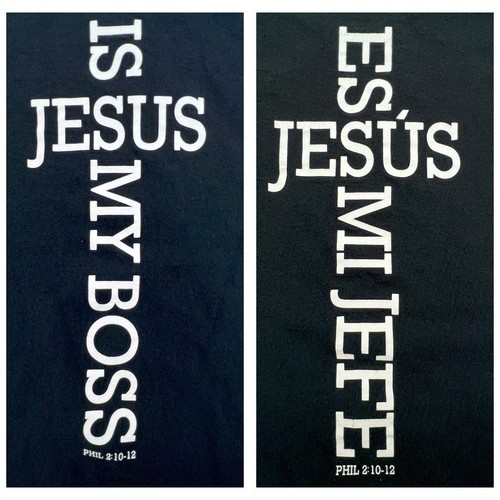 Gildan Heavy Cotton Jesus Is My Boss Jefe T-Shirt Mens XL Black Short ...