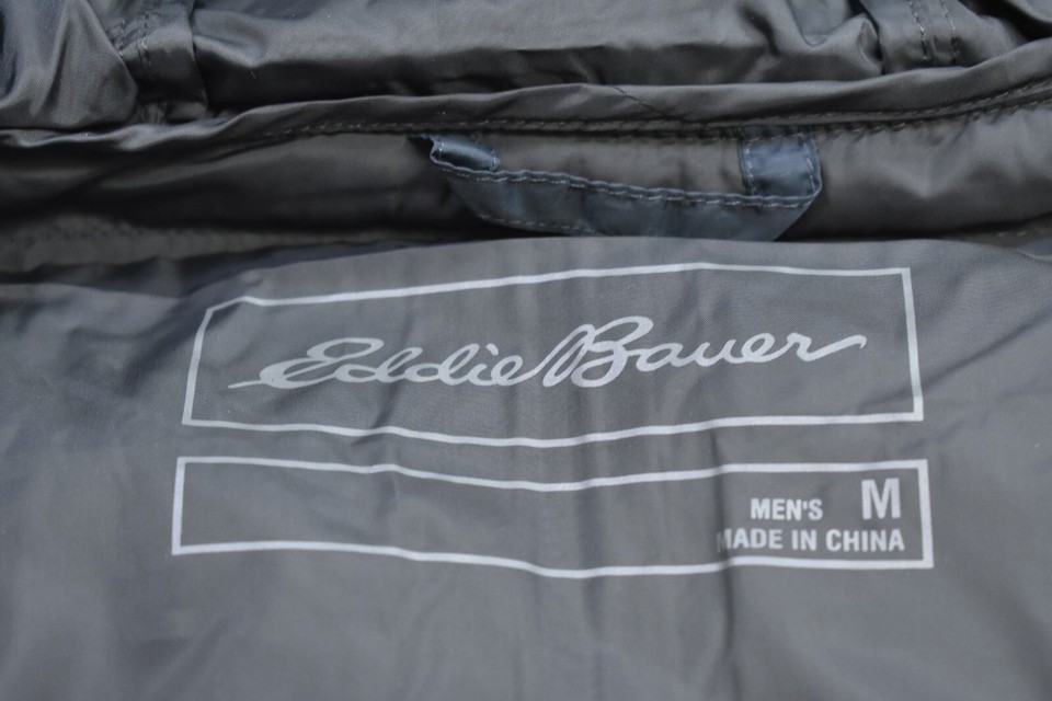 Eddie Bauer Wide Channel Hooded Down Jacket Full Zip Dark Gray Coat ...