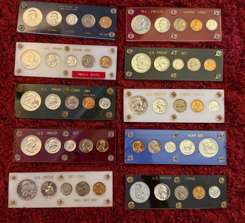5-1960 Proof Set 5 Silver Coin - In Proof Set Plastic Holders-large ...