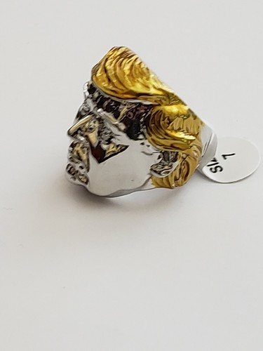 US President Donald Trump Ring Gold Hair with Silver Stainless Steel ...