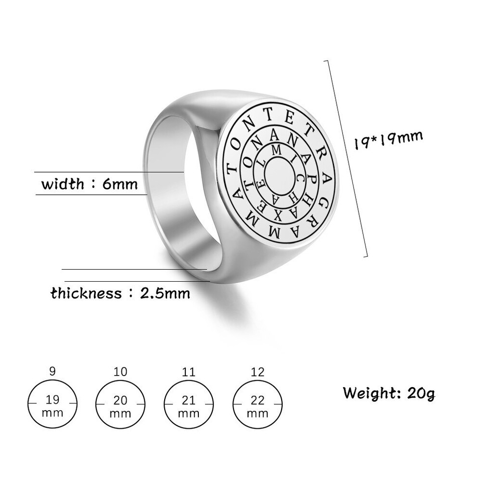 Magic Ring or Disc of Solomon Seal Kabbalah Amulet Men Ring Stainless ...
