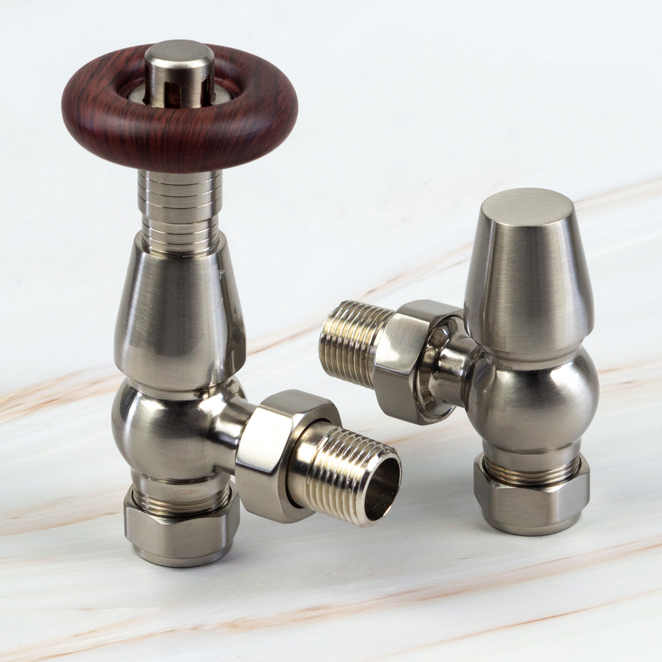 Traditional Chelsea Thermostatic TRV Angled Radiator Valves 1/2"x15mm ...