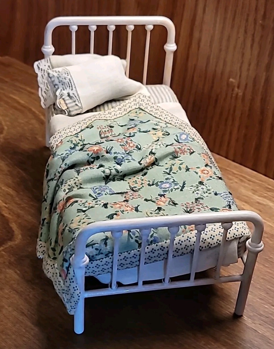 Dollhouse Miniature Artisan Hand Dressed Single Bed Cottage | eBay