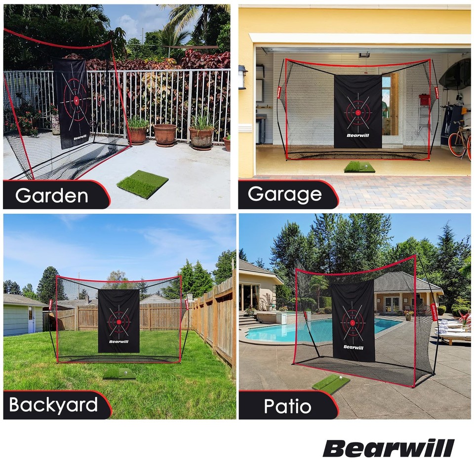Bearwill Golf Net, 10x7ft Heavy Duty Golf Practice Nets with Mat ...