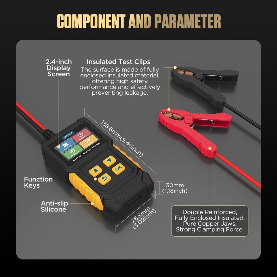 12V 24V Car Battery Tester Truck Battery Analyzer Cranking Charging ...