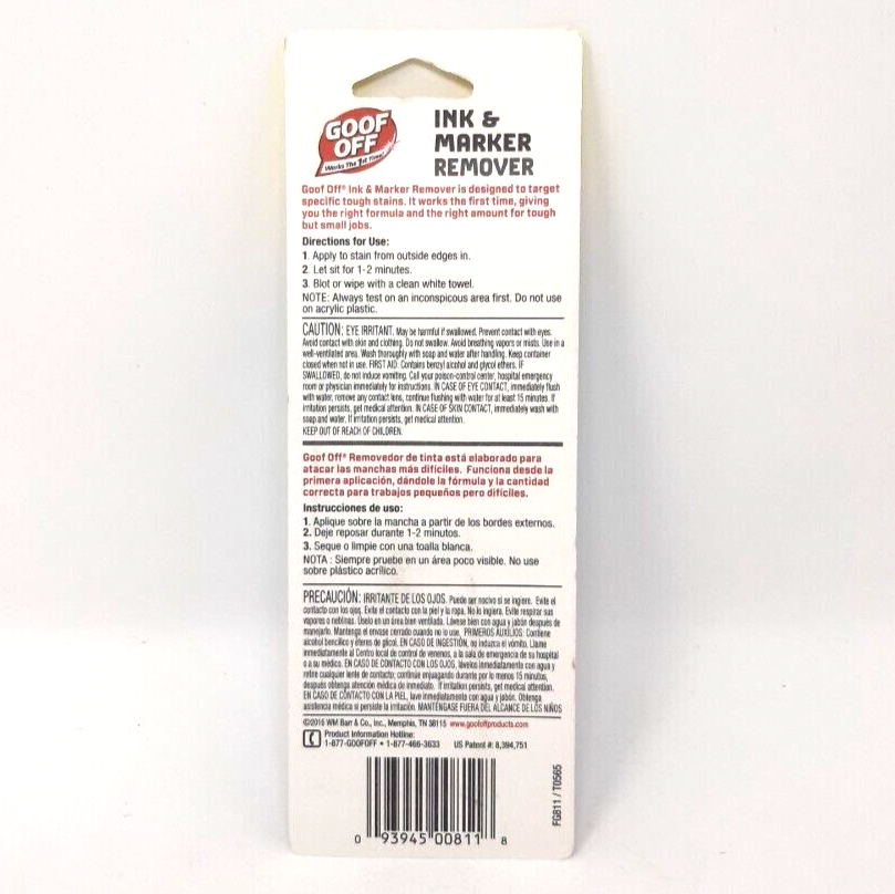 Goof Off Stain Remover Ink & Marker Remover Gel, Works on Hard and Soft ...