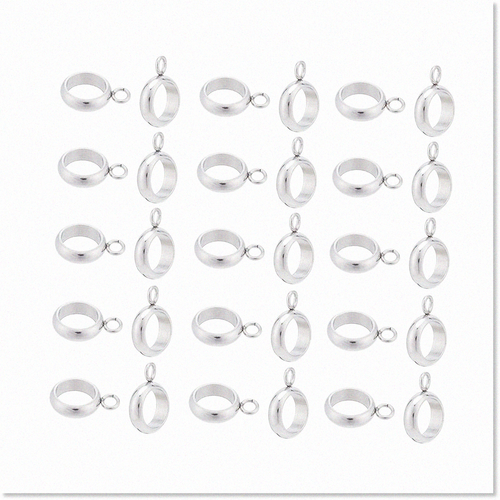 60Pcs 11mm Stainless Steel Tube Bails for DIY Jewelry - Metal Loose ...