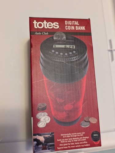 Totes Digital Coin Bank Auto Cup Black Fits Vehicle Cup Holder New in ...