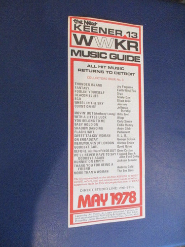 DETROIT'S KEENER 13 - WKNR MUSIC GUIDE - MAY 1978 - VERY COOL! | eBay