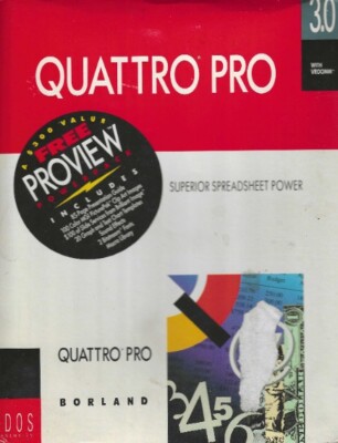 Borland Quattro Pro 3.0 w/ Manual & Proview Powerpack 3.5" FLOPPIES ...