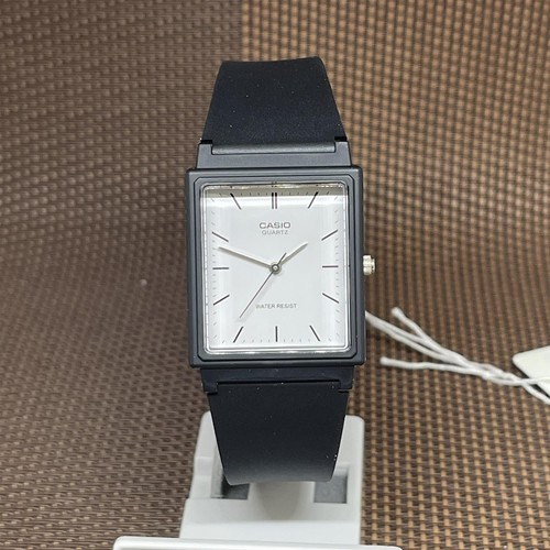 Casio MQ-27-7E Classic Quartz Square White Analog Black Resin Men's ...