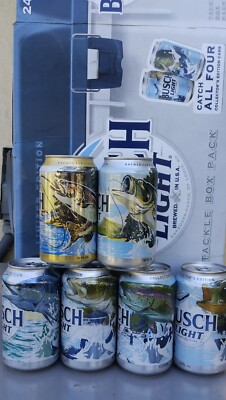 Busch light Beer 2022 2023 fishing set Empty cans lot of 6 bottom ...