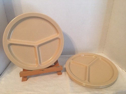 Vintage Texas Ware Melamine Tan Divided Plates Set of 4 #136 Dallas TX ...