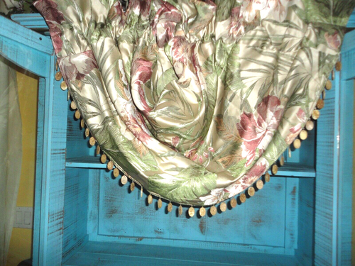 CROSCILL ANGUILLA FLORAL TROPICAL JACQUARD GREEN WATERFALL SWAG VALANCE ...