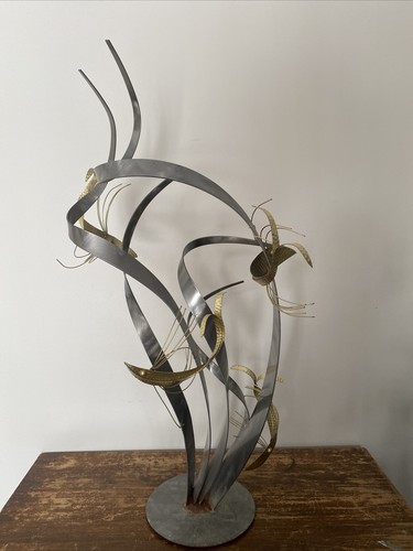 Curtis Jere “Fish in Reeds” 40” Metal Art Standing Floor Sculpture *As ...