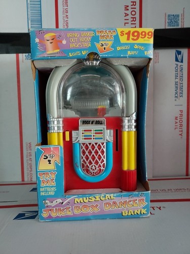 Vintage 90s Music Juke Box Color Changing Dancing Coin Bank New In Box ...