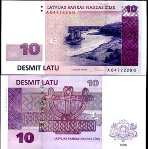 Latvia 10 Lati 2008 P 54 UNC | eBay