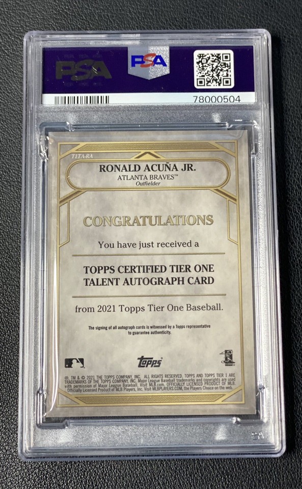 Ronald Acuna Jr 2021 Topps Tier One Autograph Auto Atlanta Braves SSP ...