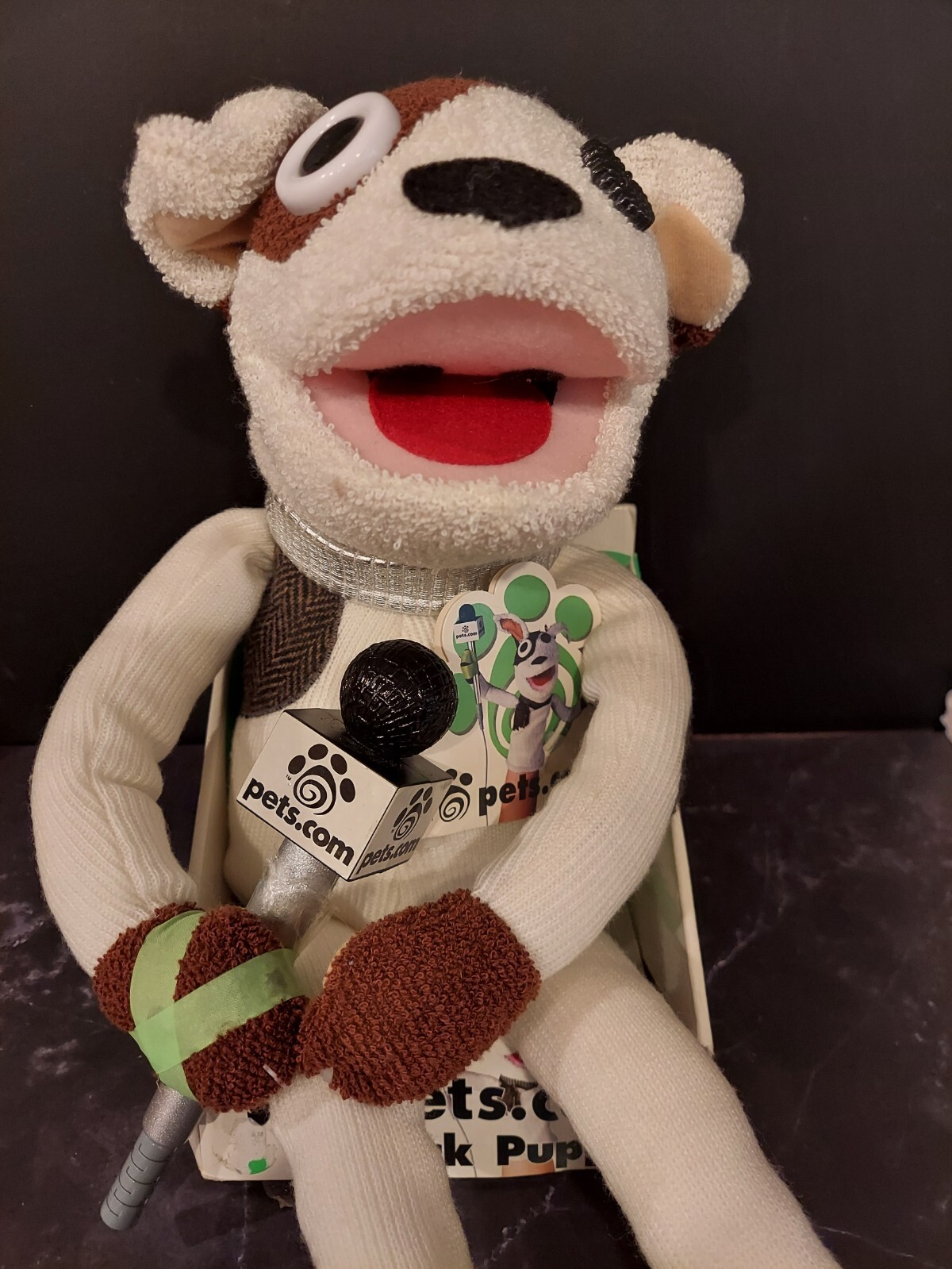 Pets.com Sock Puppet Interview Dog Watch & Microphone Original Box ...
