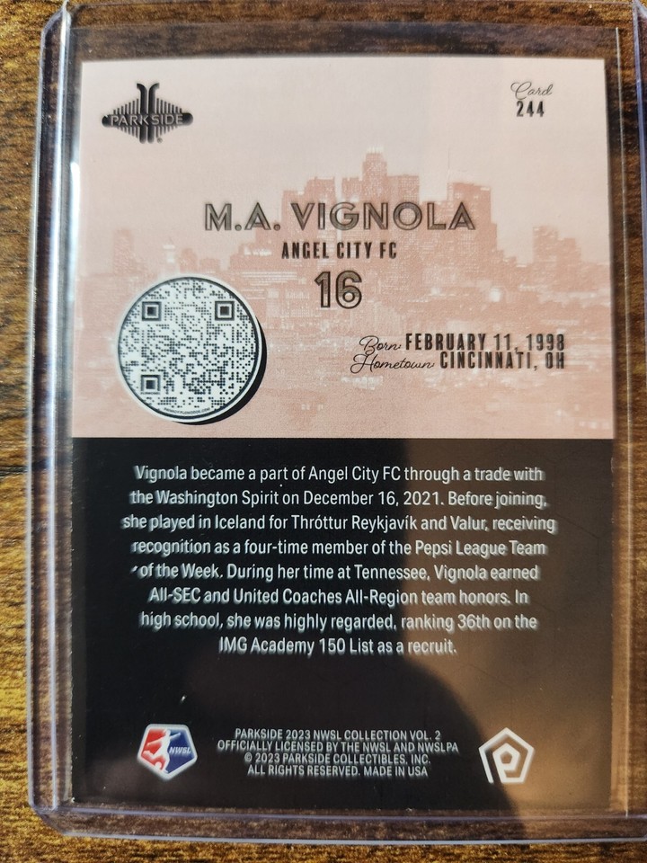 2023 Parkside NWSL Vol. 2 MA Vignola Foil SP #244 Angel City FC | eBay