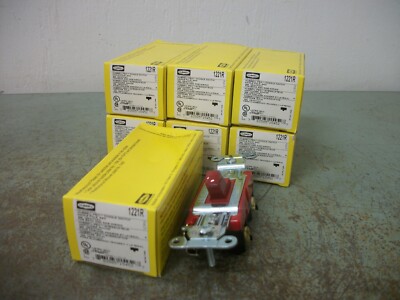 HUBBELL LOT OF 7 RED SINGLE POLE TOGGLE SWITCHES HBL1221R 20AMP 120 ...