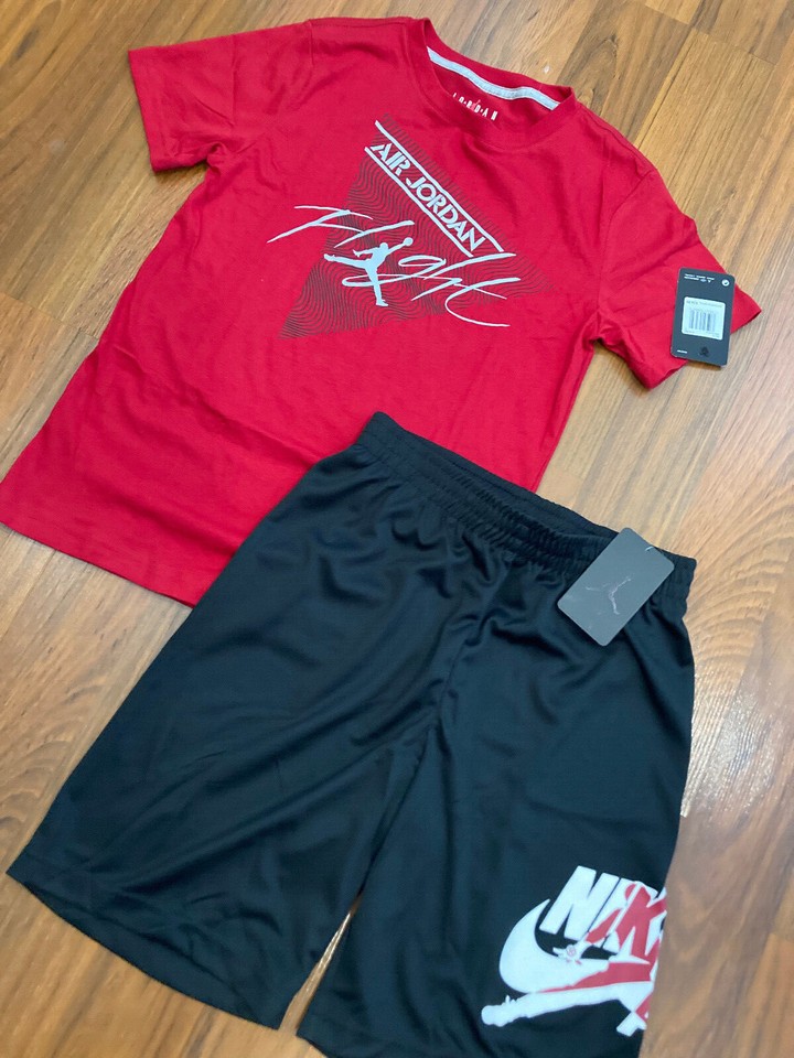 Nike Air Jordan 2pc Set T-shirt Shorts Youth Boy Outfit Multi Size L ...