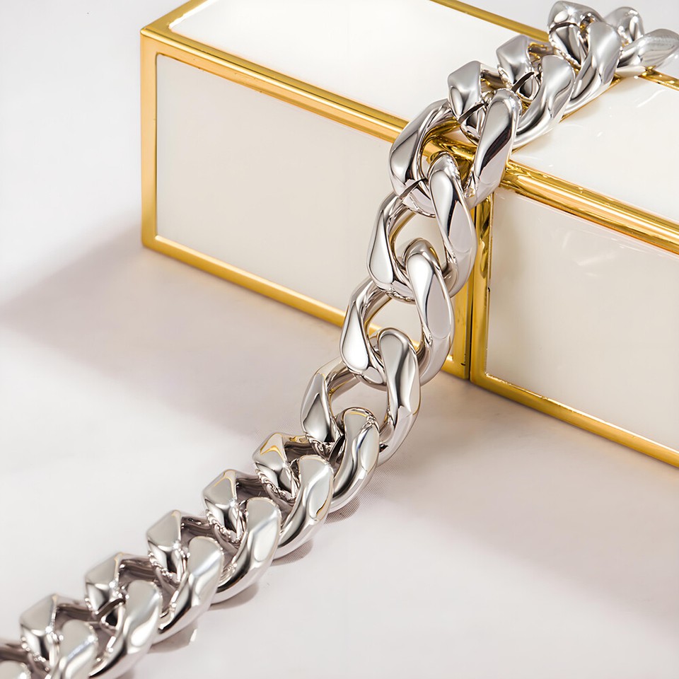 10mm 925 Sterling Silver Italy Curb Cuban Link Chain Bracelet for Men ...