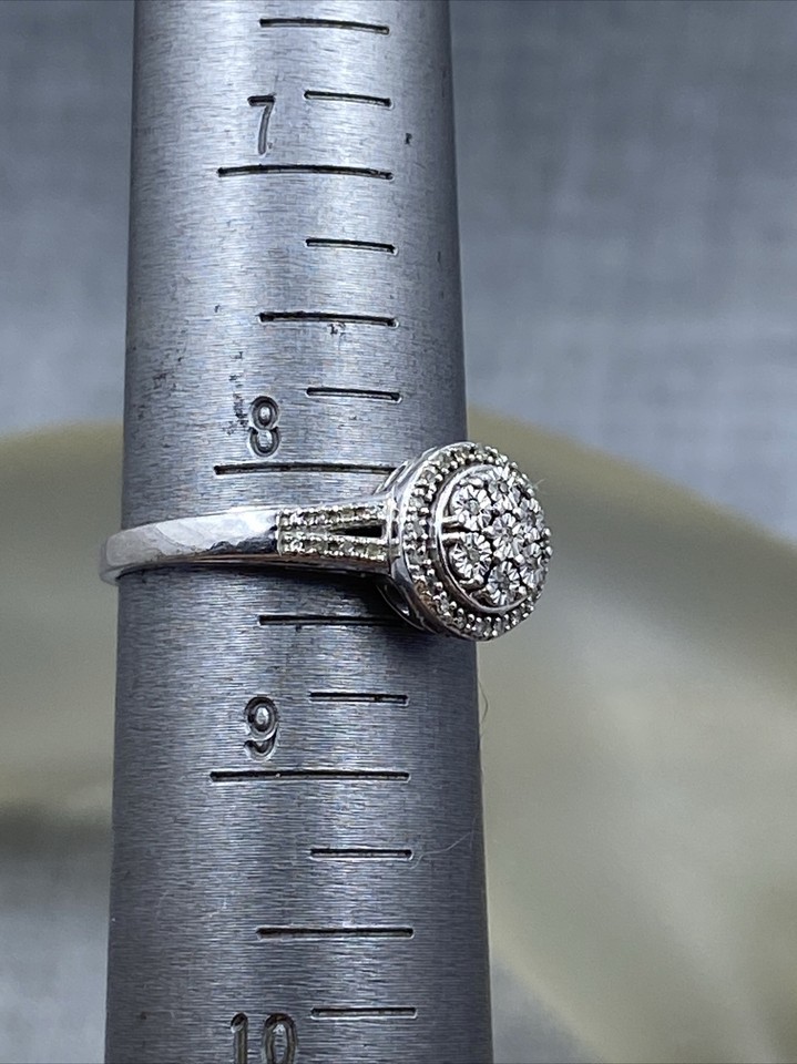 SK9 Allure Gems Diamond Floral Filigree Sterling Silver .925 Ring Size ...