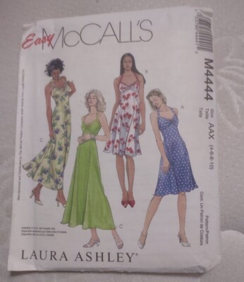 McCall M4444 Laura Ashley Halter Dress W/Fitted Slip Pattern Sz 4-10 ...