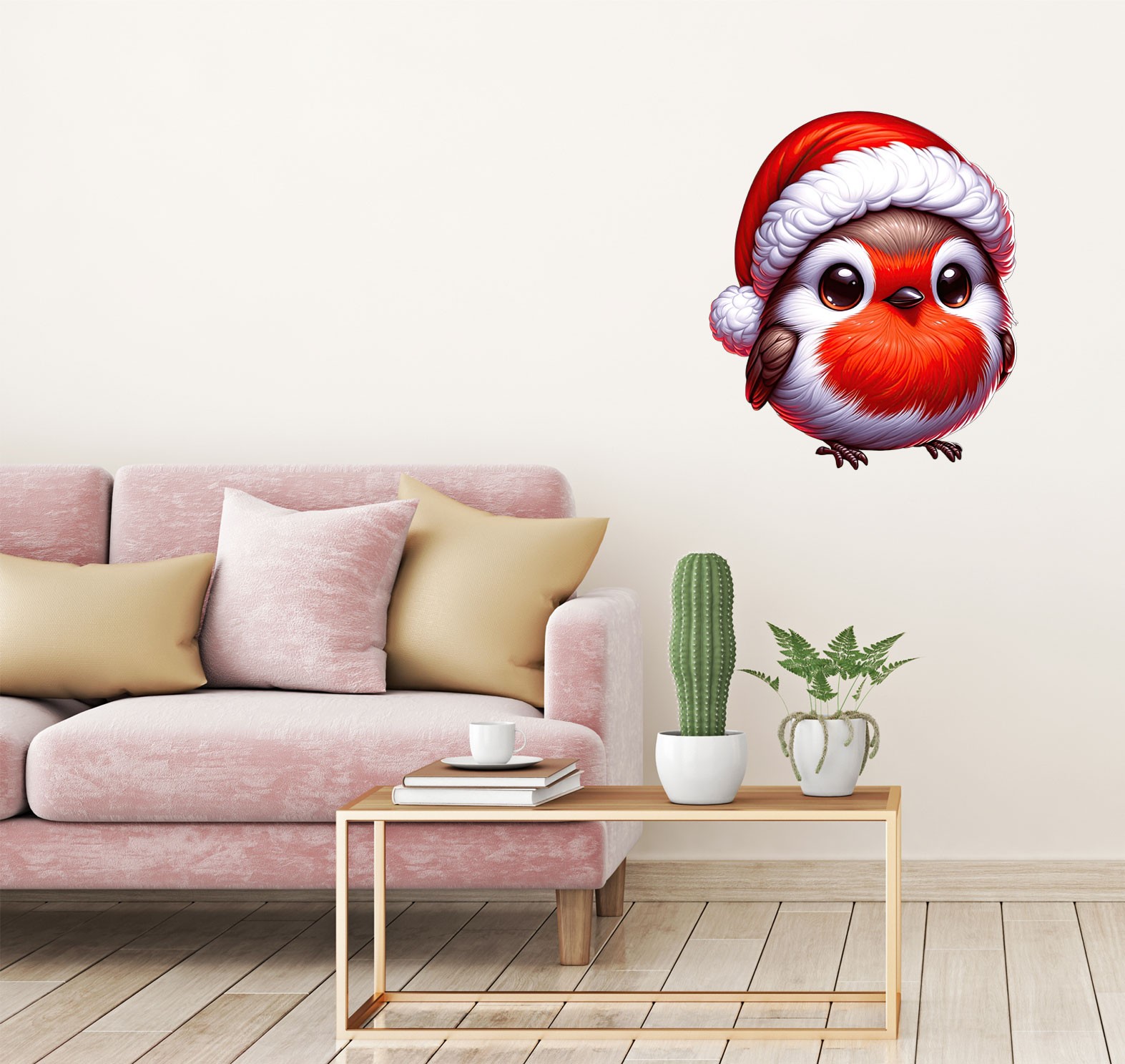 Christmas Robin Bird Wall Art Bedroom Nursery Decor Vinyl Sticker Decal ...