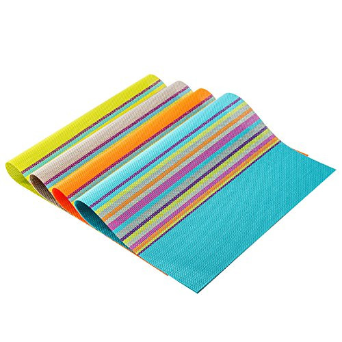 Placemats Set of 4 Colorful Woven Vinyl Place Mats for Dining Table | eBay