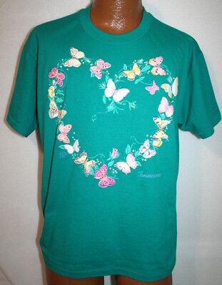 Vintage 90s TENNESSEE Butterfly Heart Puff Print Design T-SHIRT L ...