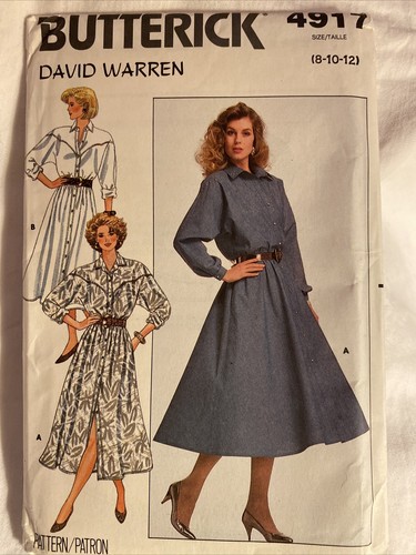 Butterick 4917 Pattern Dress Size 8 10 12 Vintage 1987 David Warren | eBay