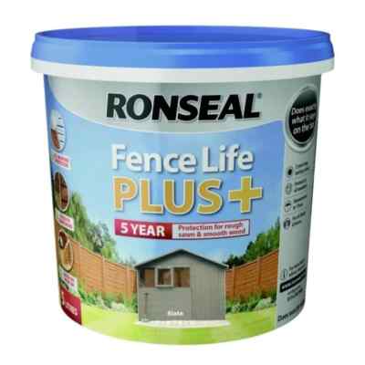 Ronseal Fence Life Plus Garden Shed Fence Paint Slate UV Protection 5L ...