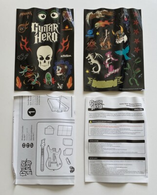 Wii Guitar Hero Controller Quick Start Instruction Manual & Stickers ...