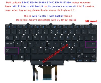New Backlit Keyboard for Dell Latitude 5450 5470 5480 5490 7450 7470 ...