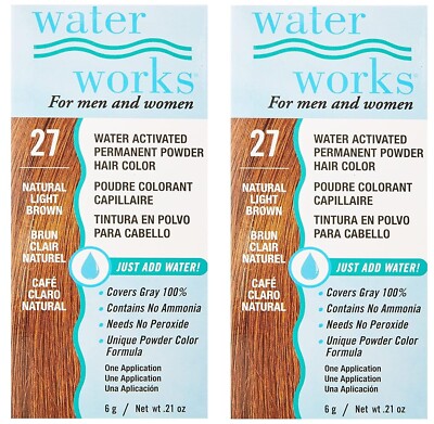 Water Works Permanent Powder Hair Color #27 Natural Light Brown (2 Pack ...