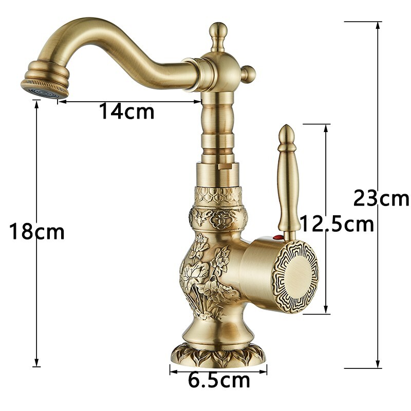 Antique Brass Mono Basin Sink Mixer Taps 360° Swivel Bathroom Single ...