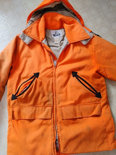 Vintage Woolrich Blaze Orange Hunting Jacket coat w/Hood Size Meduim ...