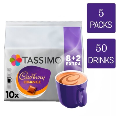 Tassimo Hot Chocolate Pods Cadbury Orange T Discs 5 Packs (50 Drinks ...