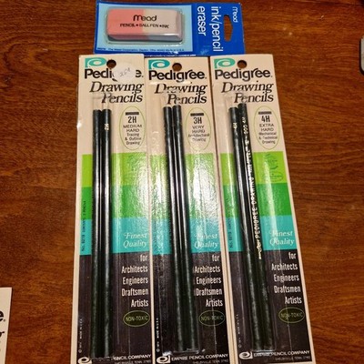 6 Vtg Pedigree Drawing Pencils Empire 2-2H 2-3H 2-4H (very,medium,extra ...