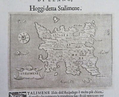 Lemnos Island Greece Aegean Sea Myrina Kornos 1620 Porcacchi engraved ...