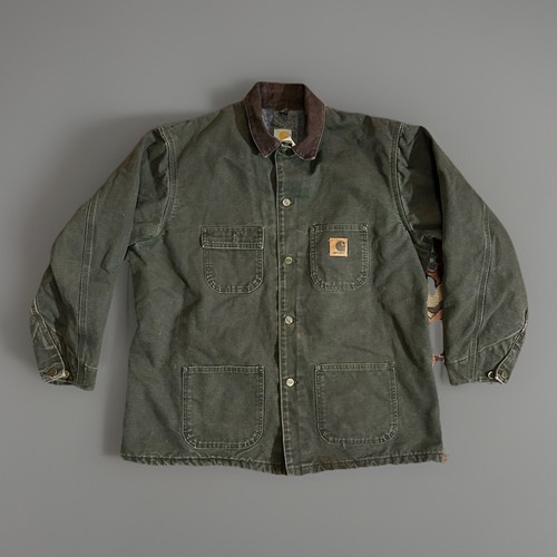 Vintage Carhartt Chore Jacket Men’s Size XL Blanket Lined C58 MOS Moss ...
